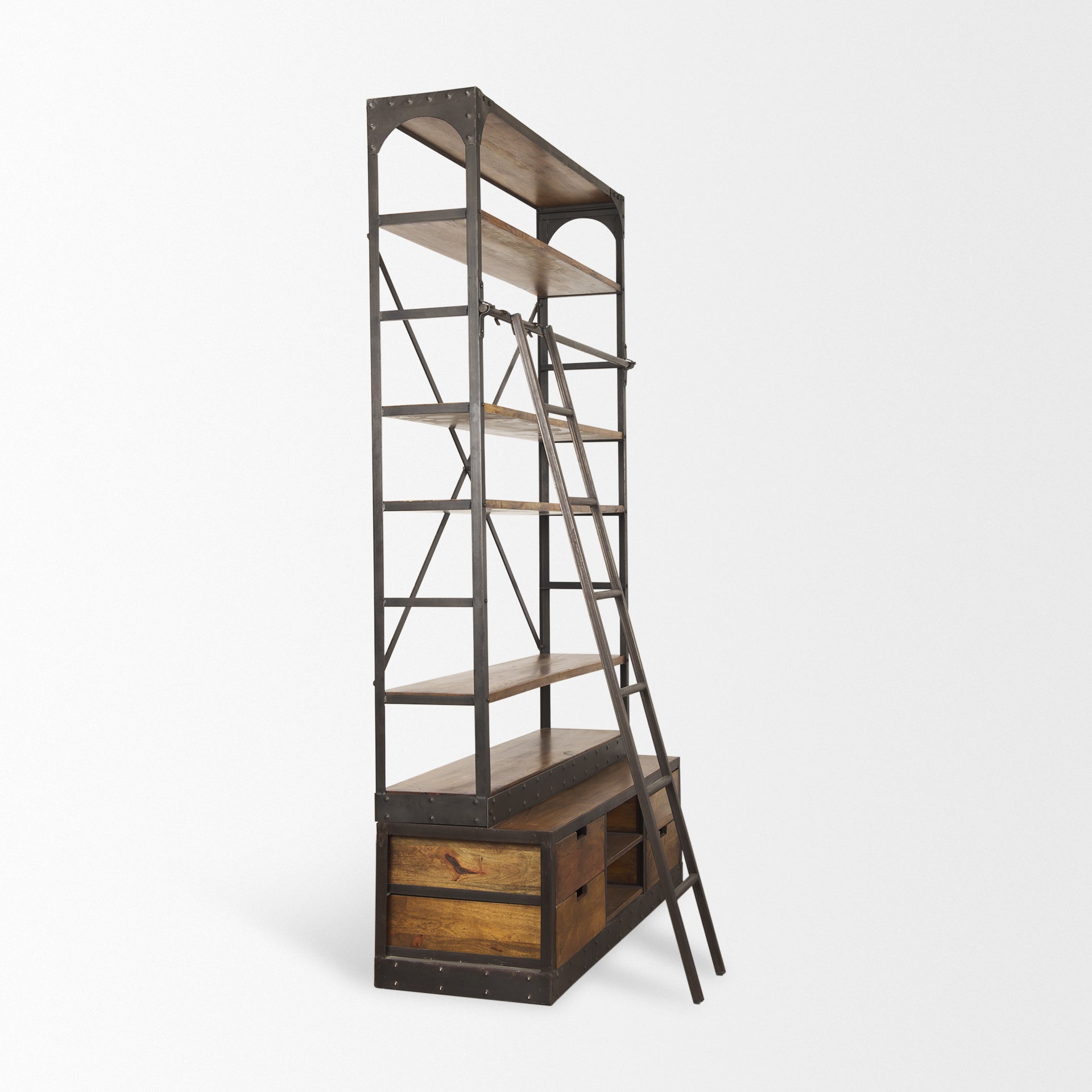 Brodie Wide Bookcase | Solid wood & Ironn | Industrial - The Urban Settler