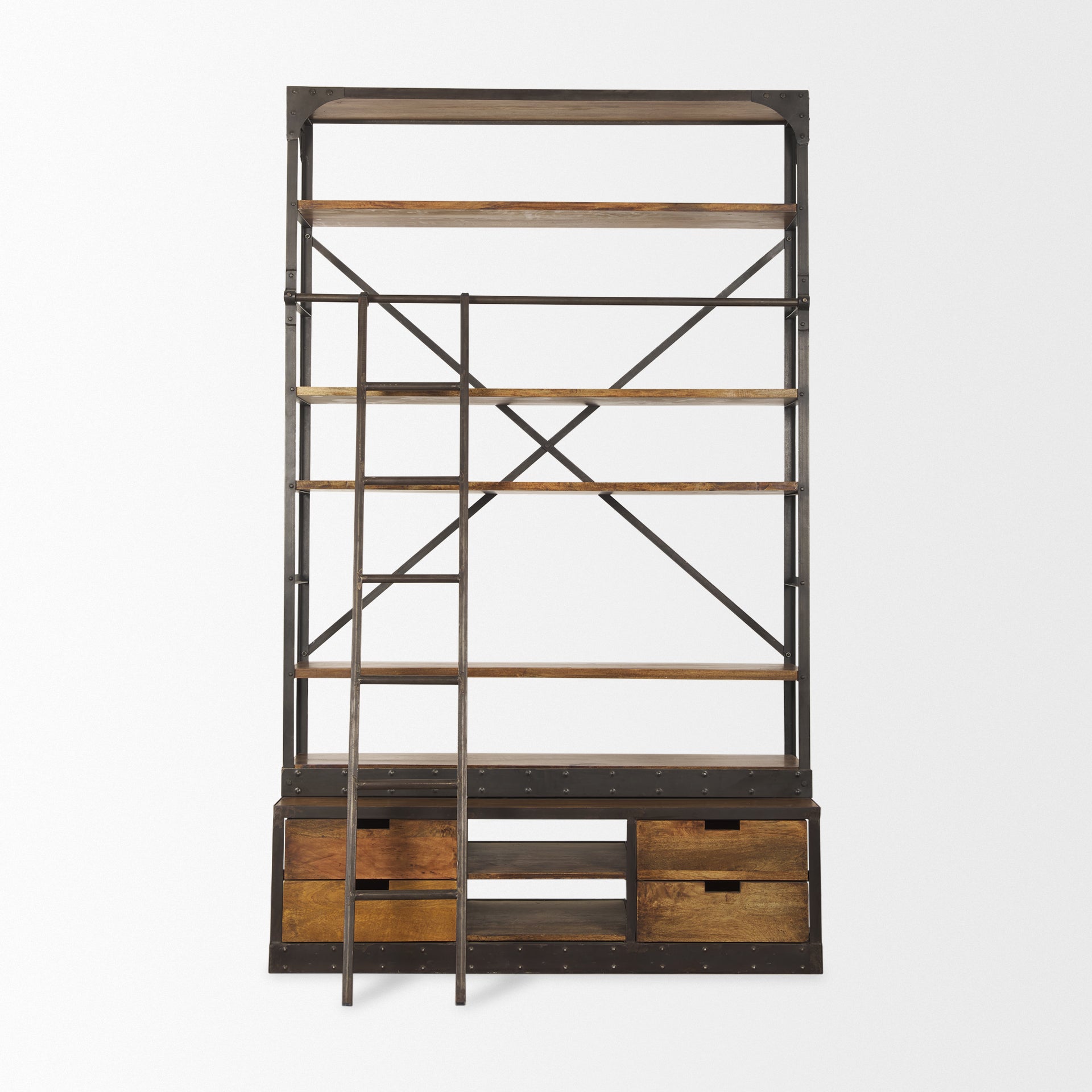 Brodie Wide Bookcase | Solid wood & Ironn | Industrial - The Urban Settler